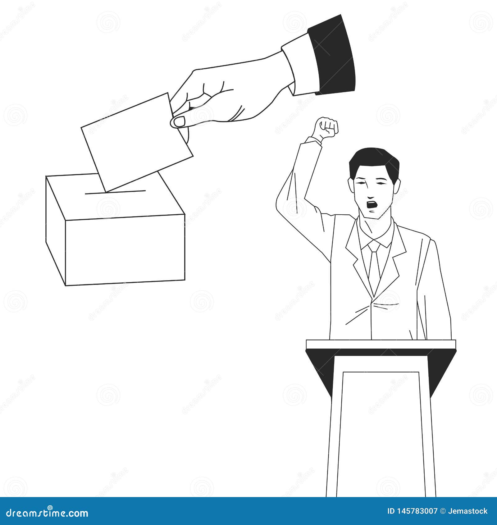 Man Making a Speech and Hand Voting Stock Vector - Illustration of ...