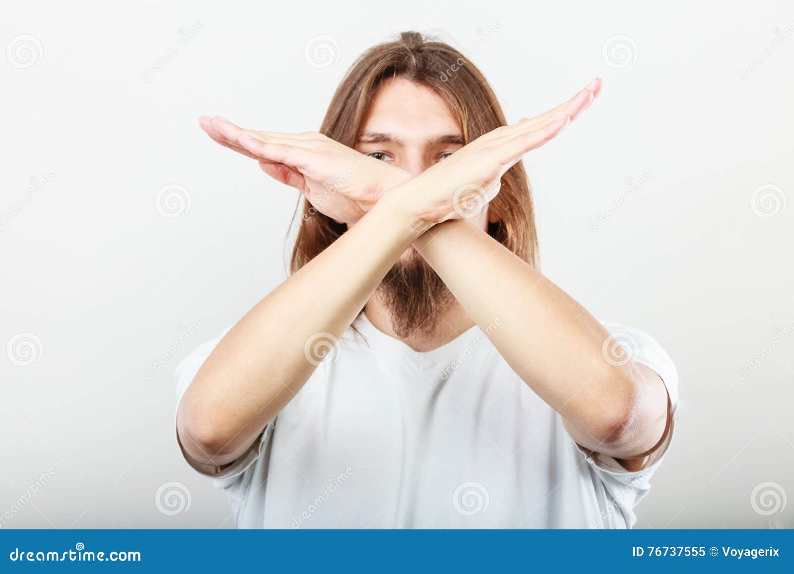 Man making stop sign stock image. Image of arms, gesture - 76737555