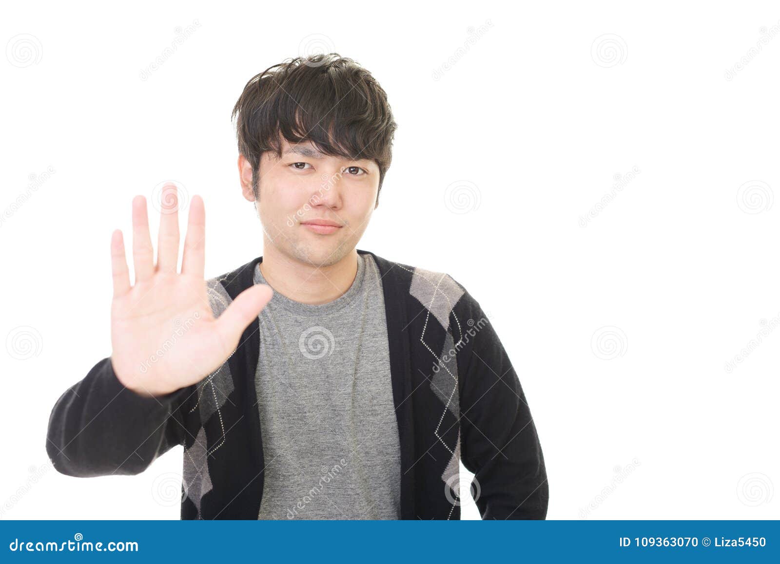 Man making stop sign stock photo. Image of person, frustration - 109363070
