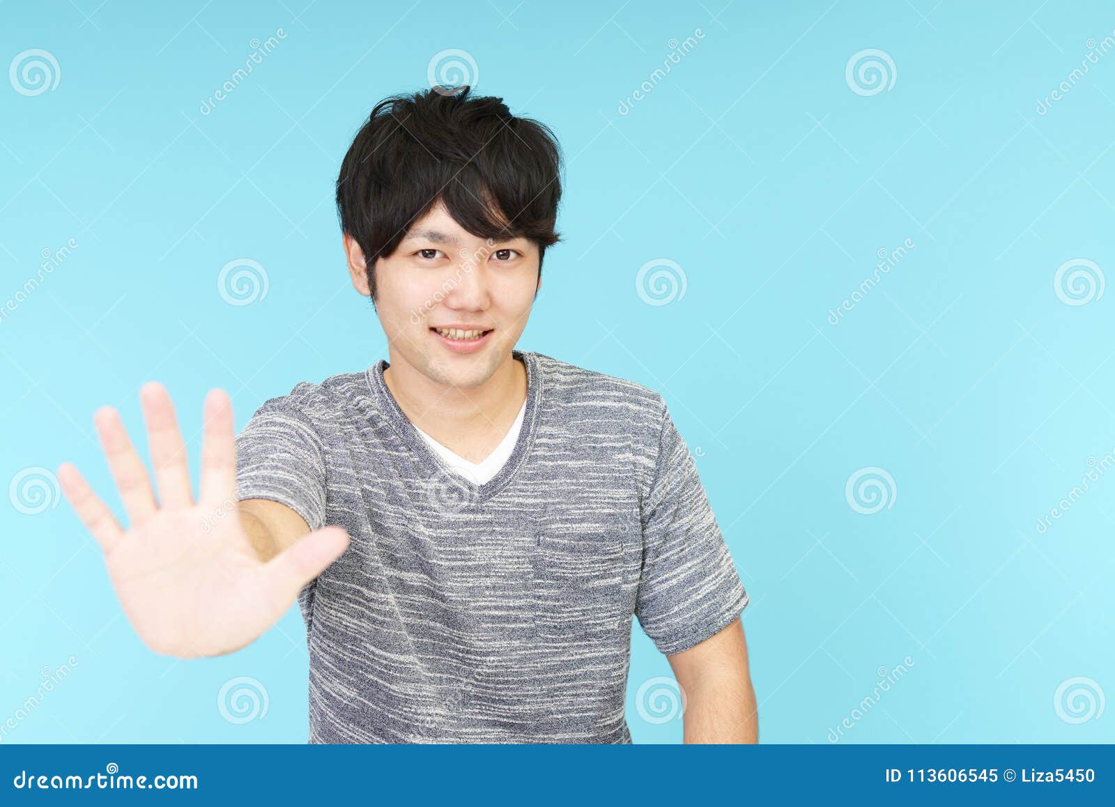 Man making stop sign stock image. Image of husband, masculine - 113606545