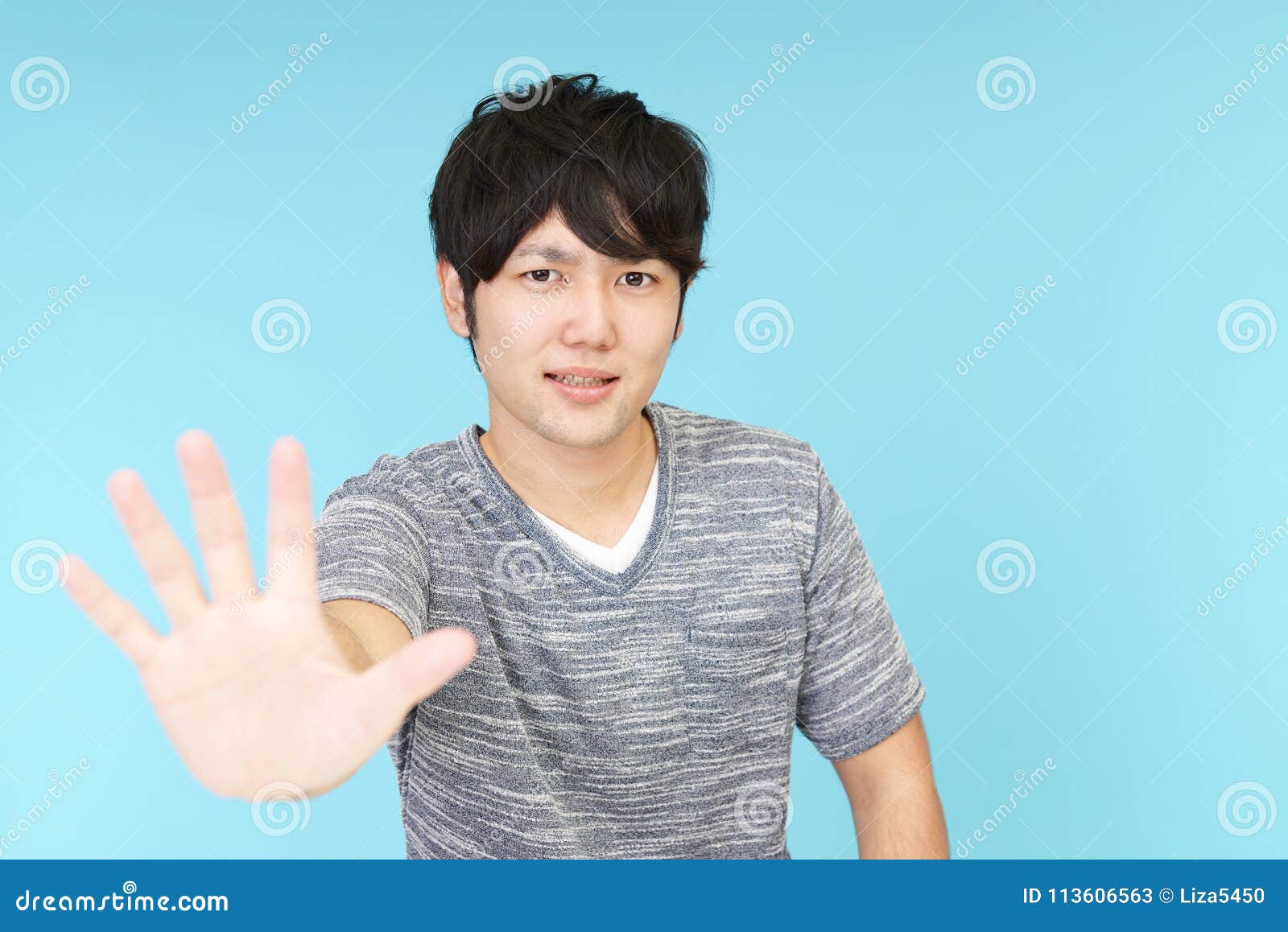 Man making stop sign stock image. Image of emotional - 113606563