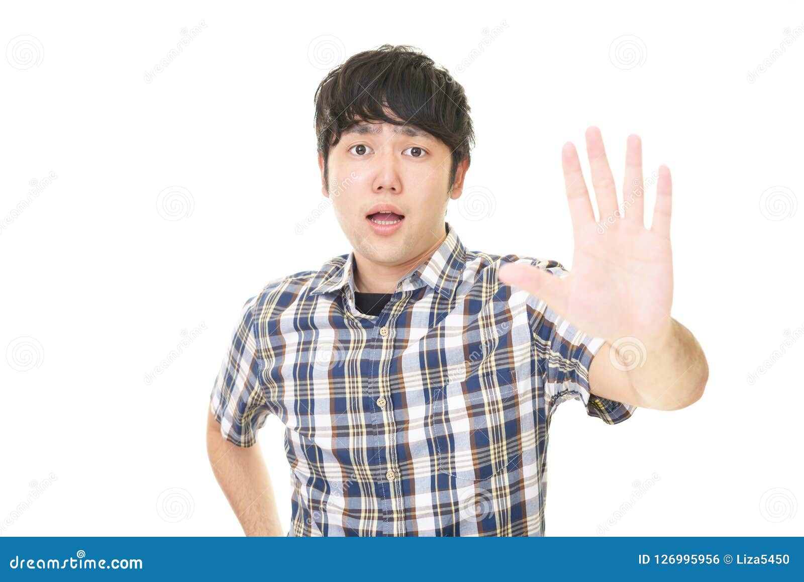 Man making stop sign stock photo. Image of human, depressed - 126995956