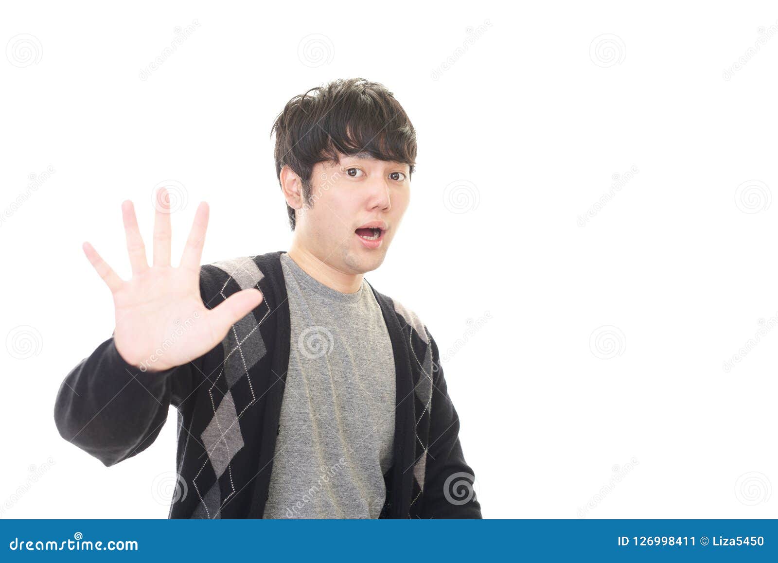 Man making stop sign stock image. Image of person, liveliness - 126998411