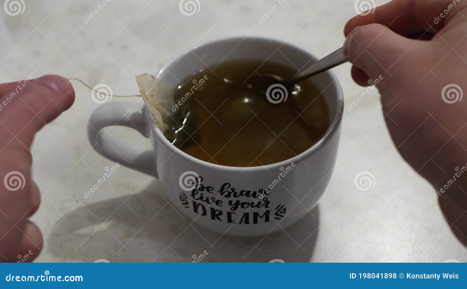 Man Making Tea in Cup and Taking Out Teabag Stock Footage - Video of ...