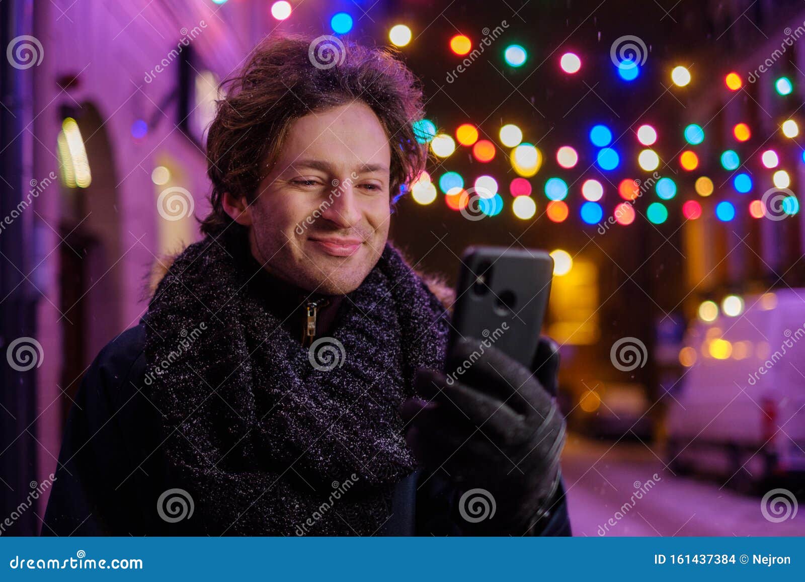 Man Making Selfie on a Cold Winter Evening Stock Photo - Image of adult ...