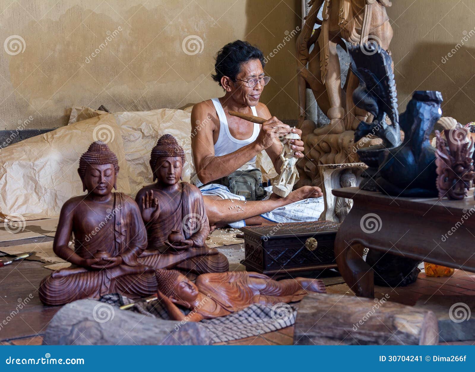 A Man is Making Wooden Crafts Stock Image - Image of handwork, handmade ...