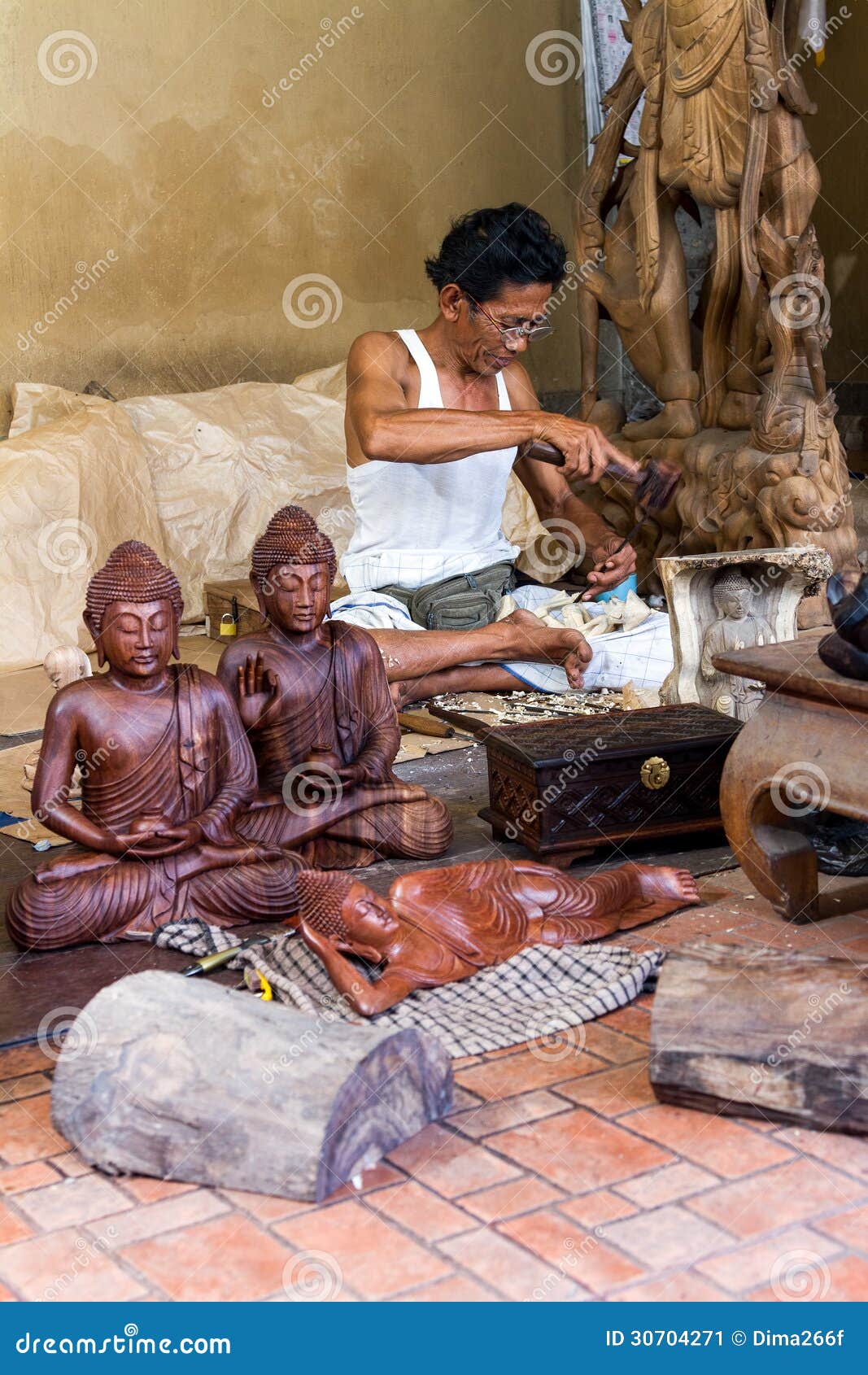 A Man is Making Wooden Crafts Stock Image - Image of craftsman ...