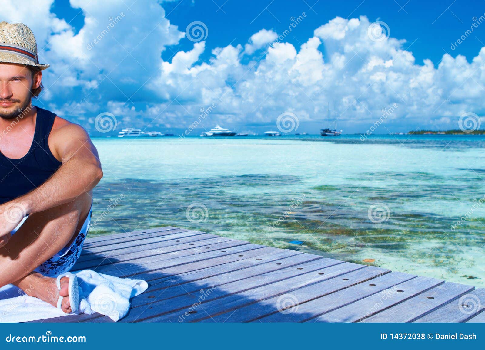 Man at Maldives stock photo. Image of dream, lagoon, beauty - 14372038