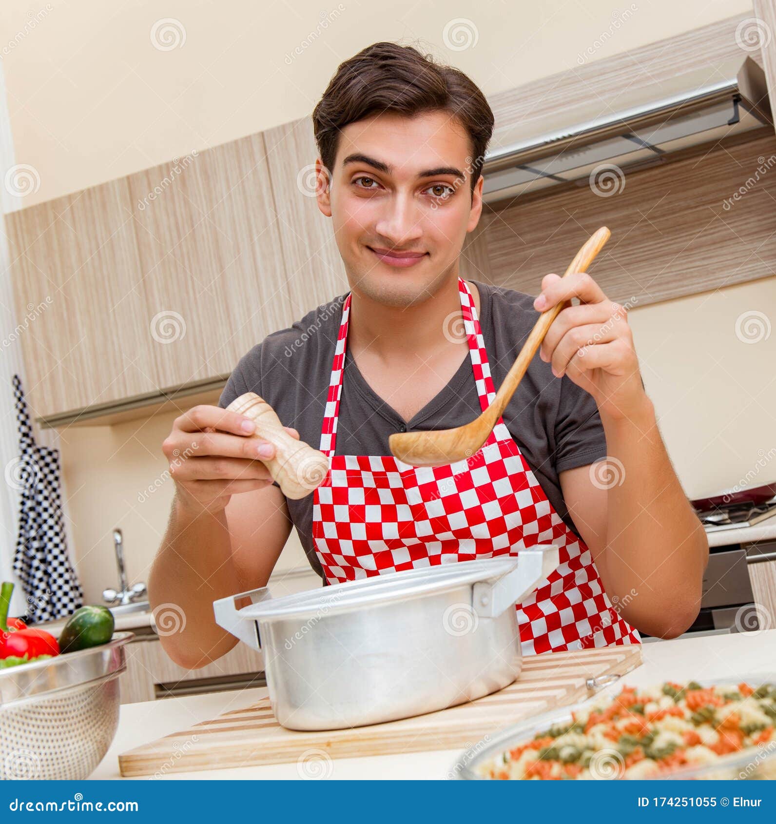 Man Male Cook Preparing Food in Kitchen Stock Image - Image of dinner ...