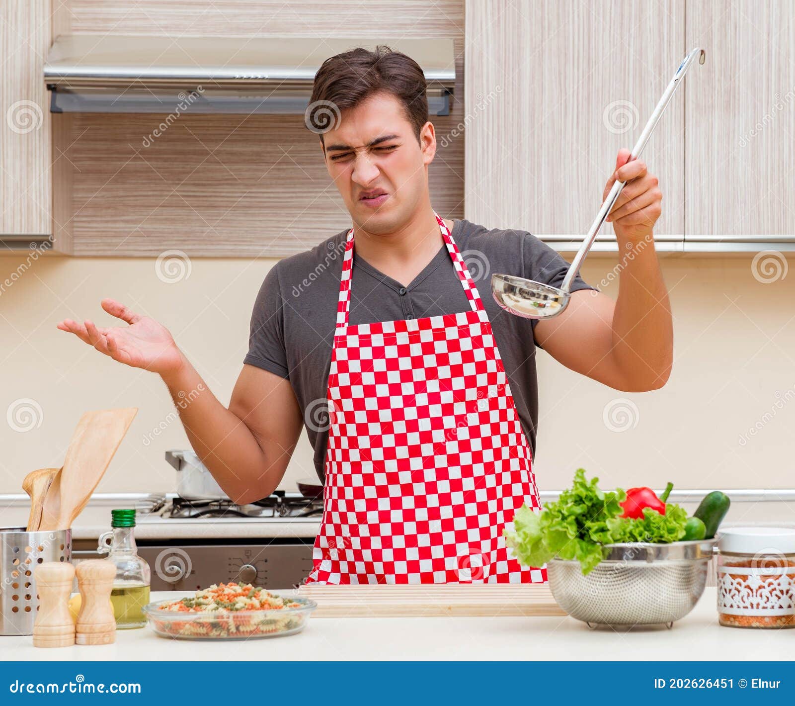 Man Male Cook Preparing Food in Kitchen Stock Image - Image of fruits ...