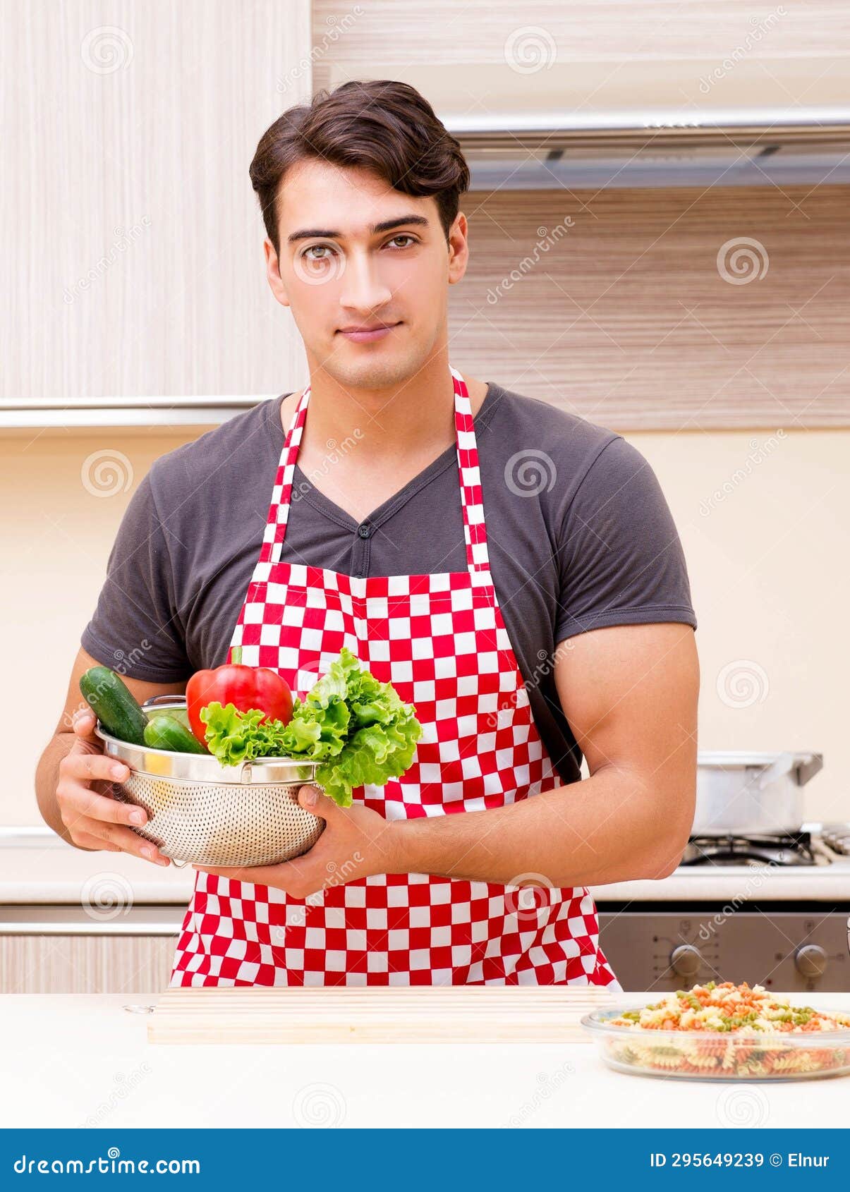 Man Male Cook Preparing Food in Kitchen Stock Image - Image of cook ...
