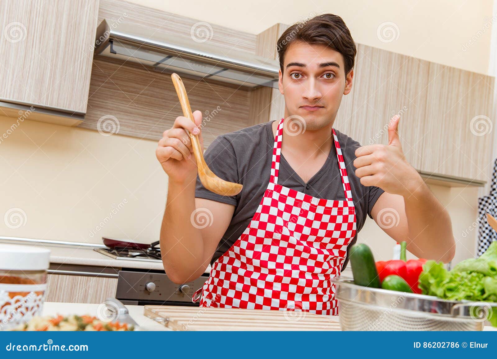 The Man Male Cook Preparing Food in Kitchen Stock Photo - Image of ...