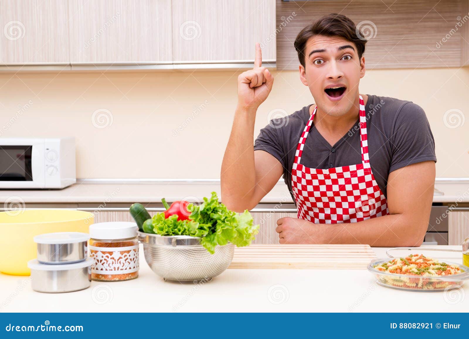 The Man Male Cook Preparing Food in Kitchen Stock Image - Image of home ...