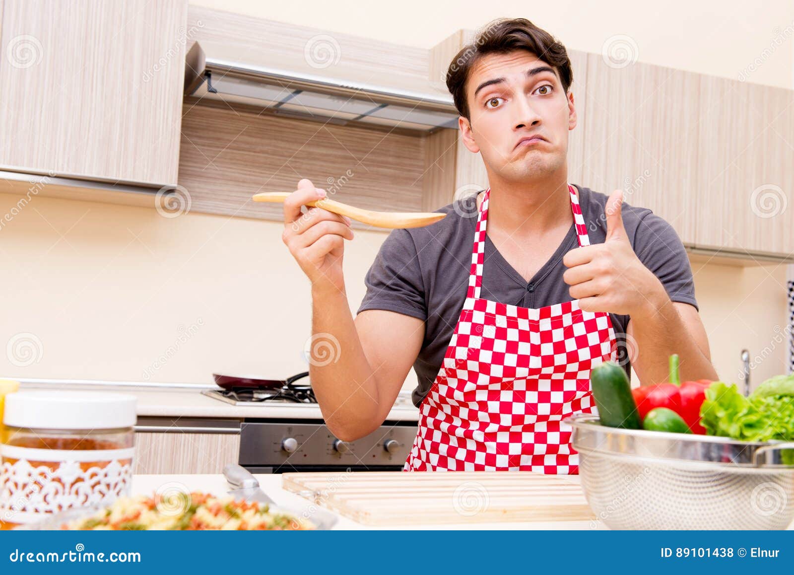 The Man Male Cook Preparing Food in Kitchen Stock Photo - Image of ...