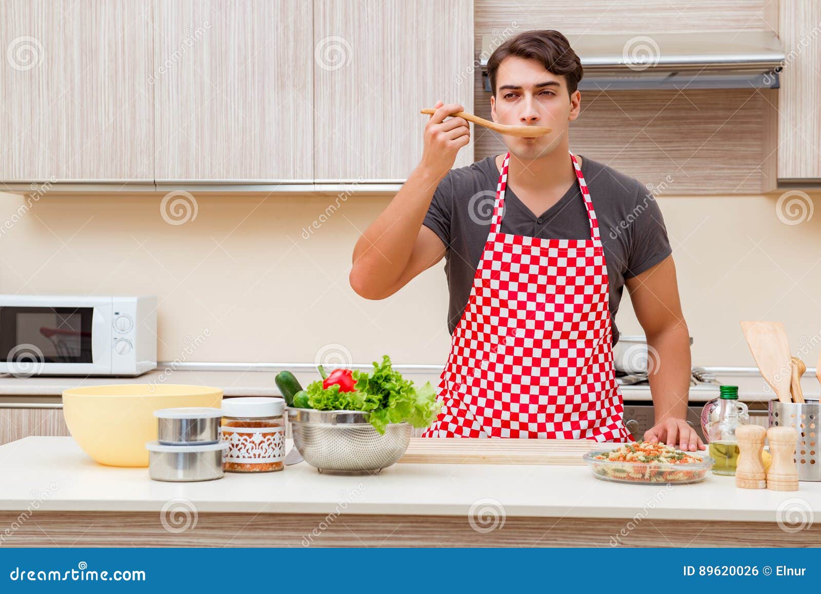 The Man Male Cook Preparing Food in Kitchen Stock Photo - Image of ...