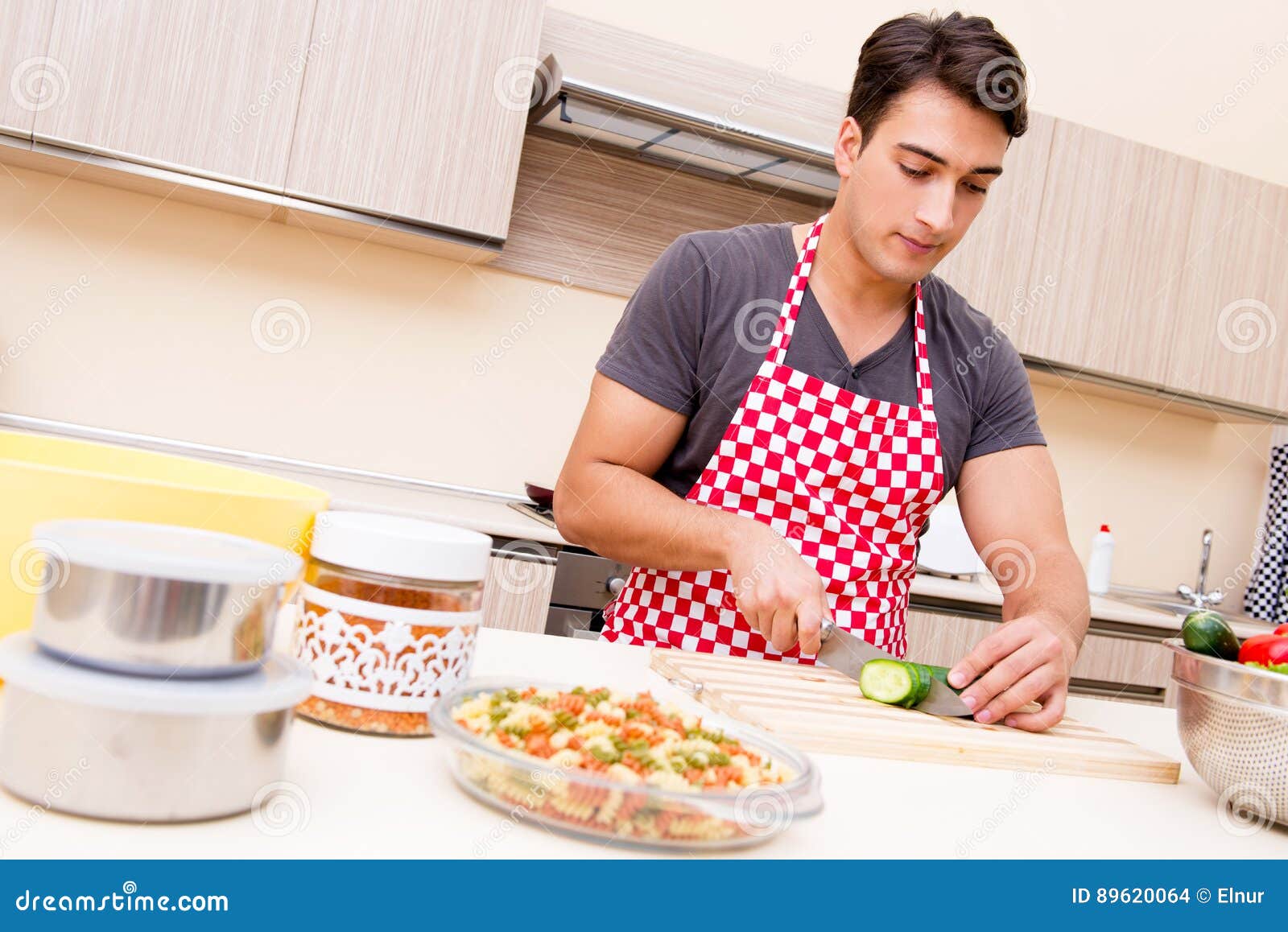 The Man Male Cook Preparing Food in Kitchen Stock Photo - Image of ...