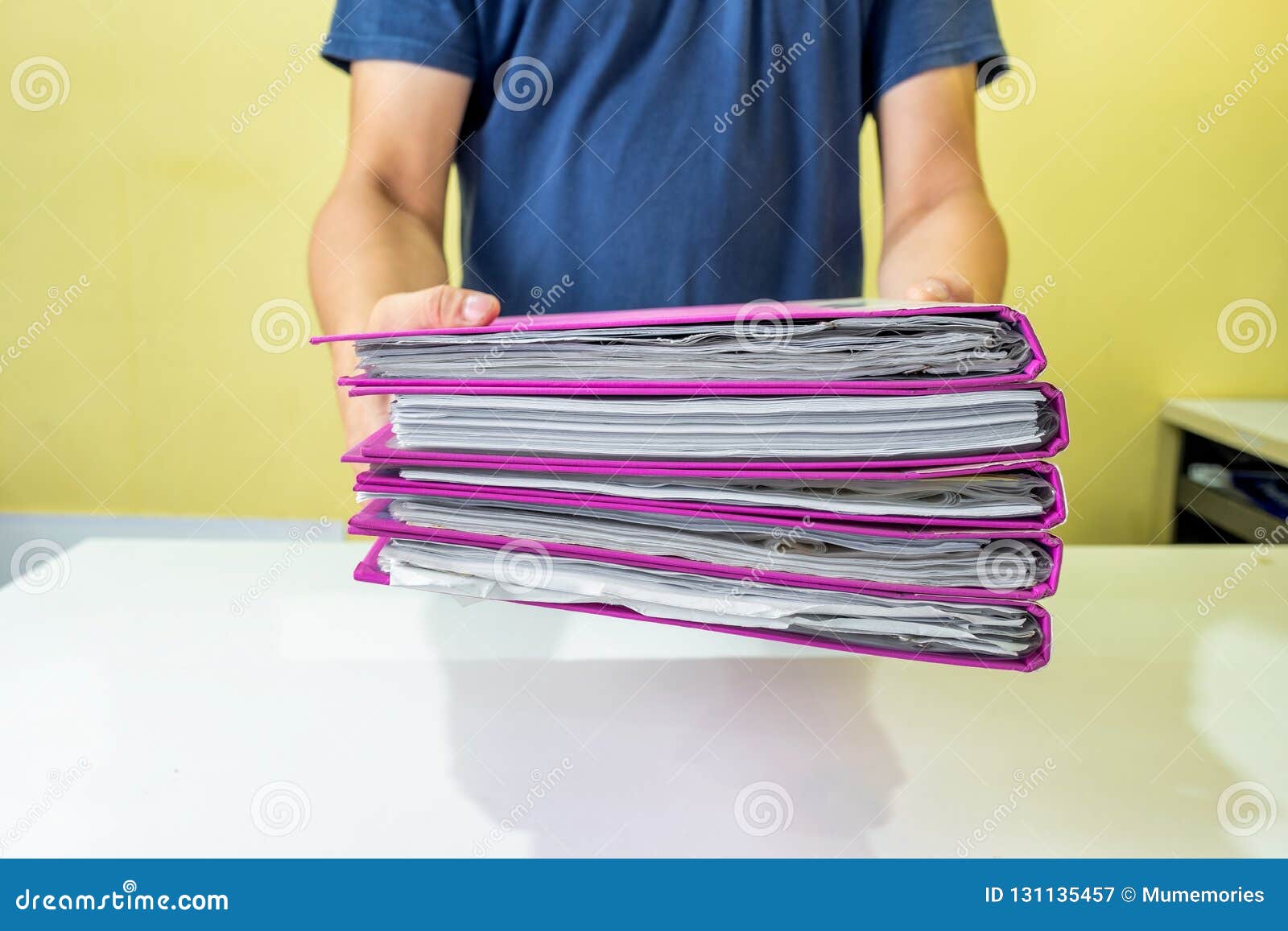 Man Manager are Filing Account Documents in Front Stock Image - Image ...