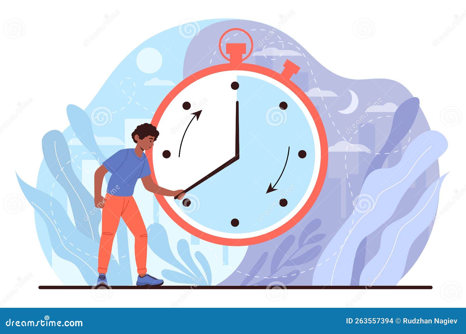 Man managing time stock vector. Illustration of vector - 263557394