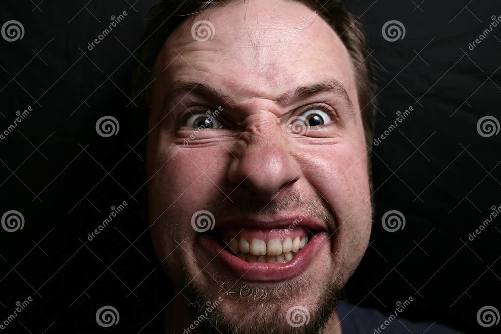 Man with maniacal grin stock photo. Image of scary, beard - 10421798