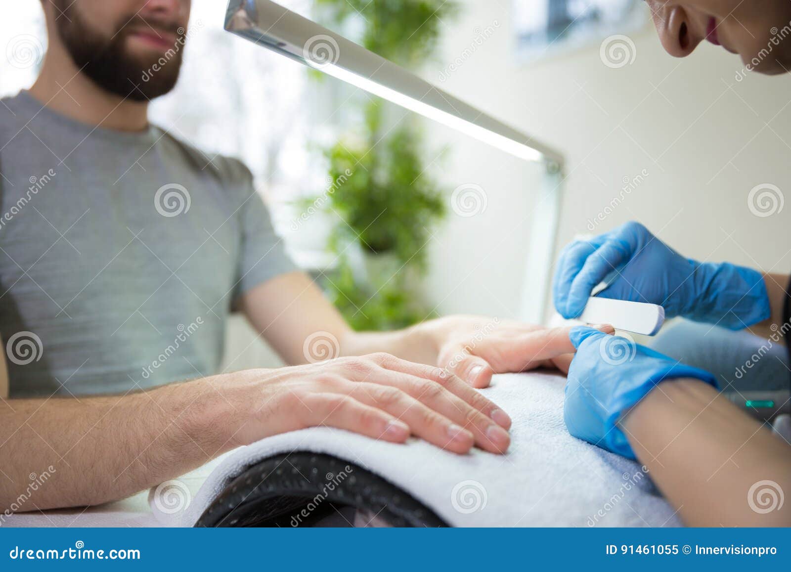Man during manicure stock image. Image of fingernail - 91461055