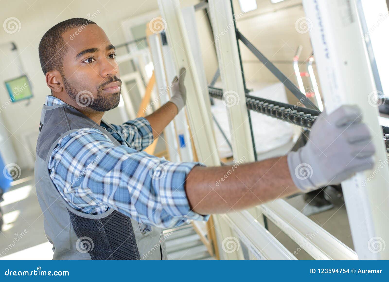 Man Manufacturing Upvc Windows Stock Photo - Image of factory, glazed ...