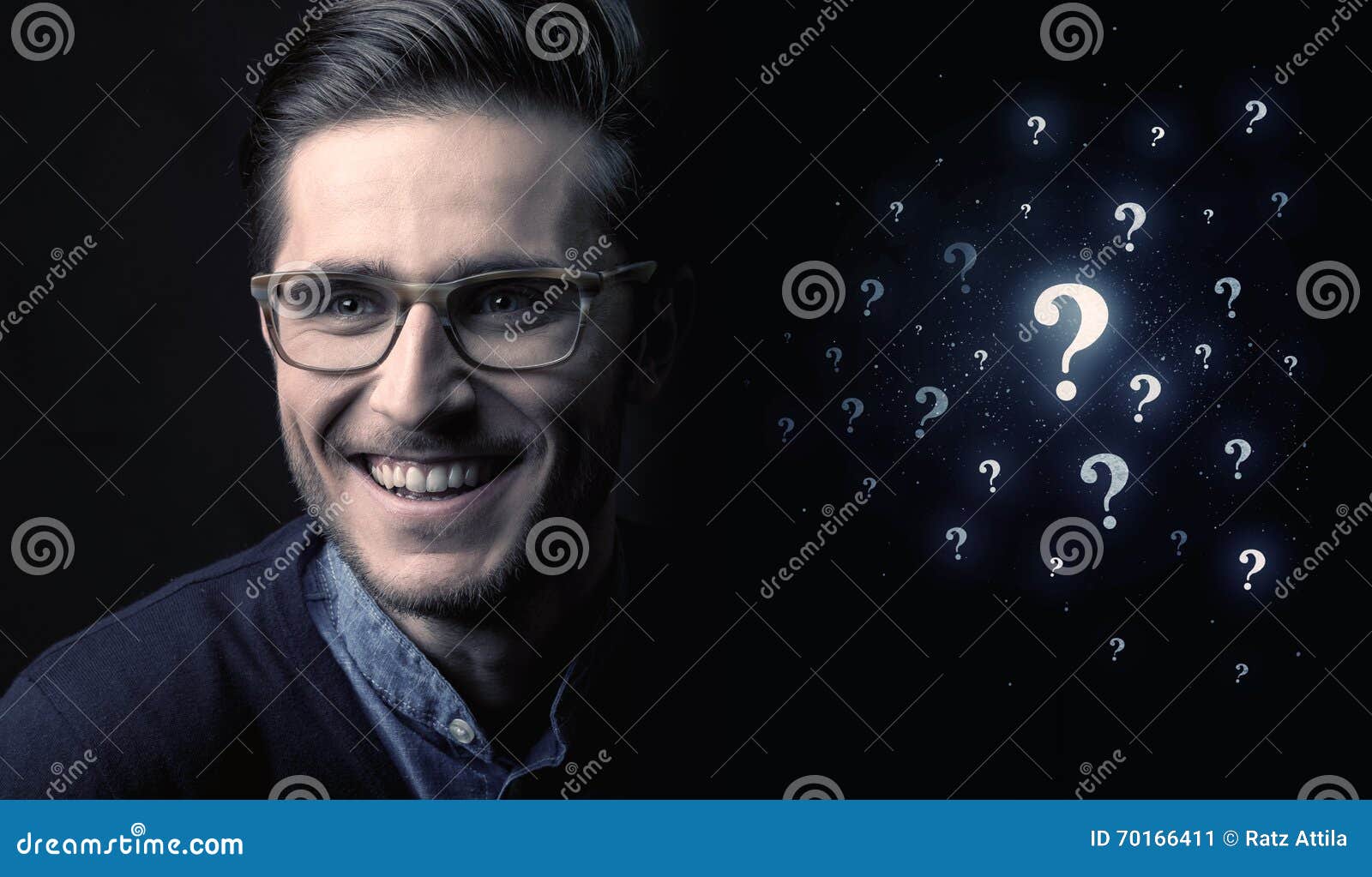 Man with Many Question Mark Near Him Stock Image - Image of person ...