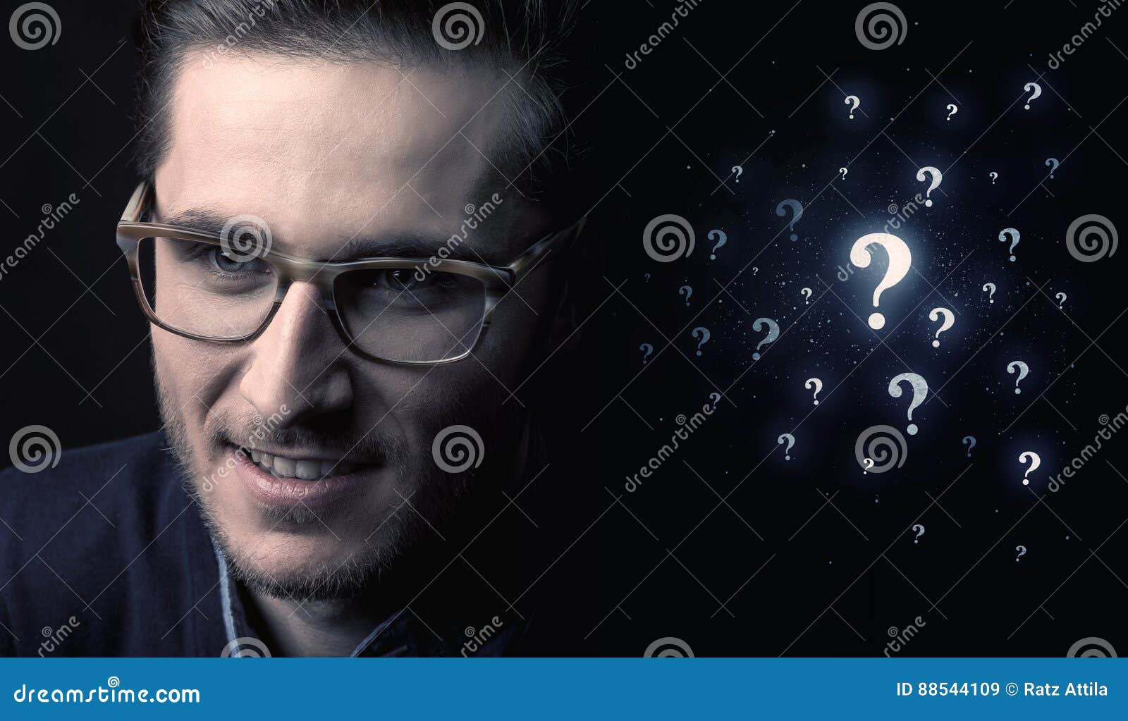 Man with Many Question Mark Near Him Stock Image - Image of people ...