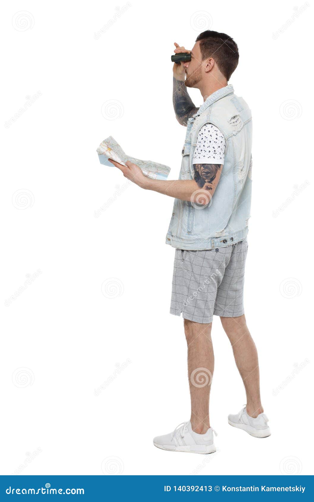 Man with a map. Side view stock image. Image of adult - 140392413
