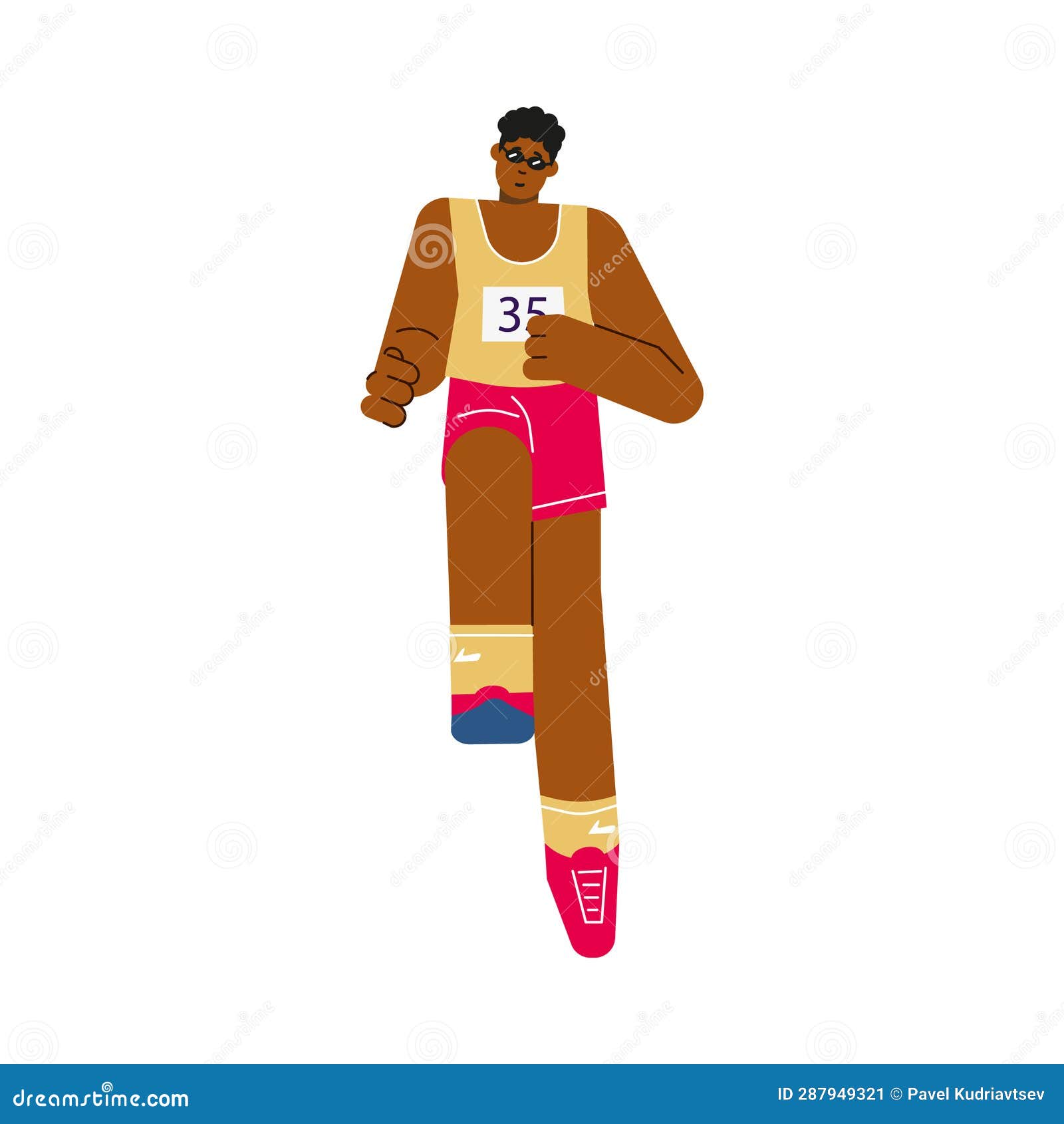 Man Marathon Runner Front View Flat Style, Vector Illustration Stock ...