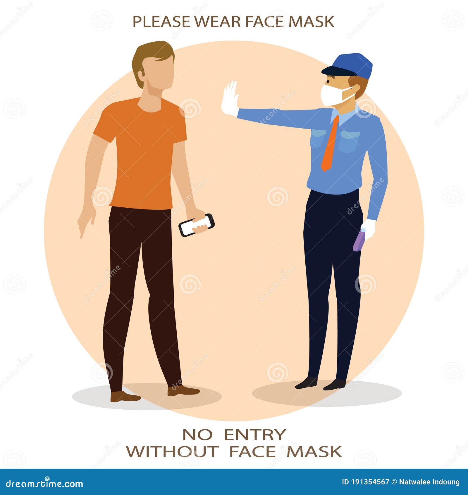 A Man without Mask Concept. Please Wear Face Mask, No Entry without ...