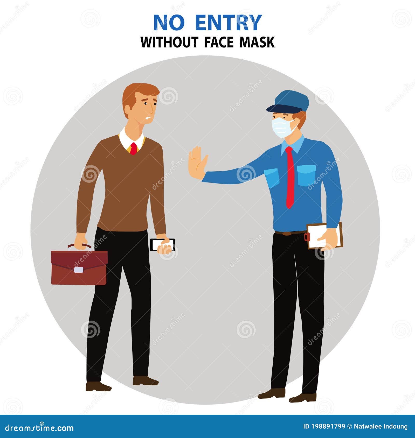 A Man without Mask Concept. Please Wear Face Mask, No Entry without ...