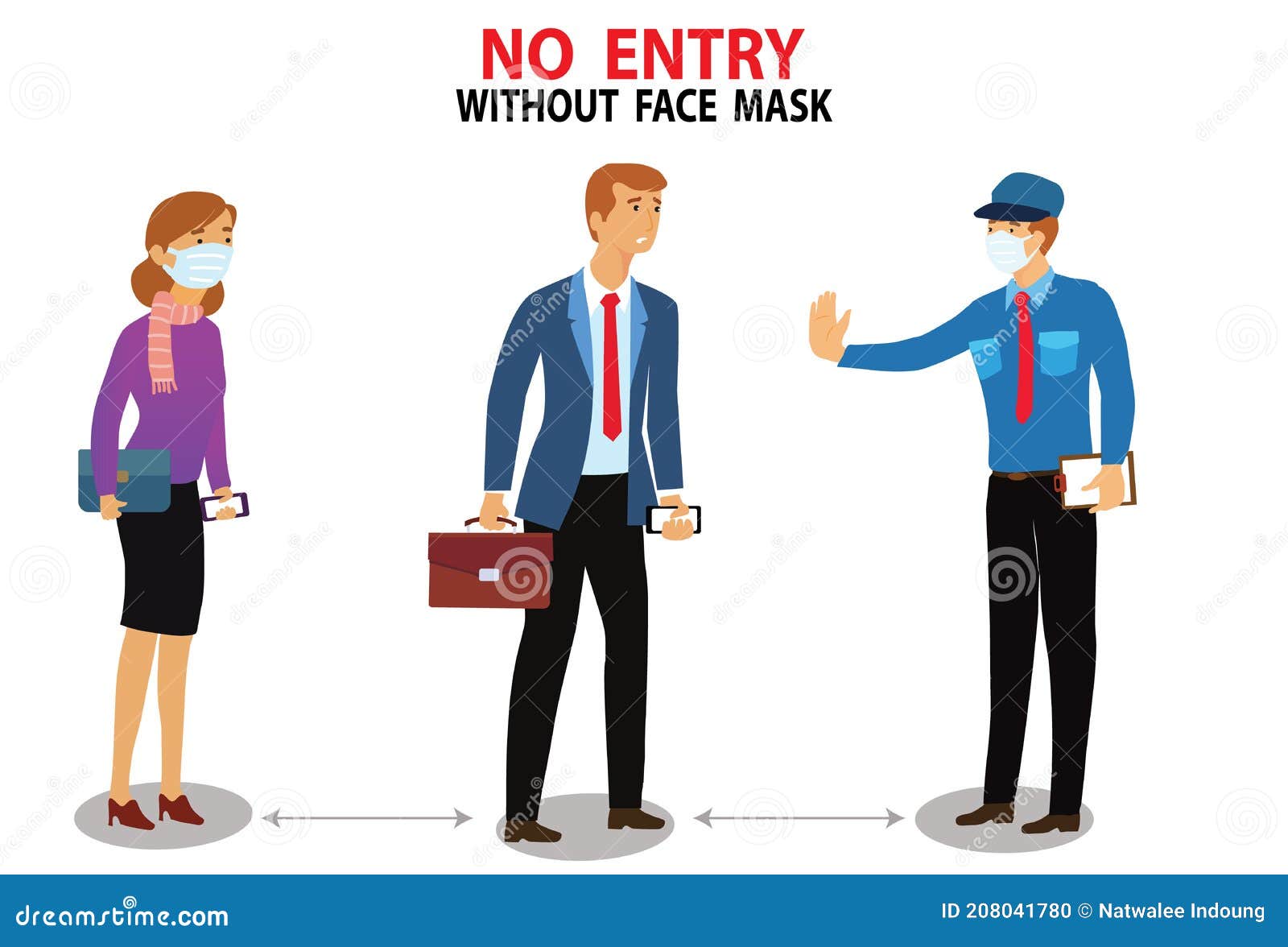 A Man without Mask Concept. Please Wear Face Mask, No Entry without ...