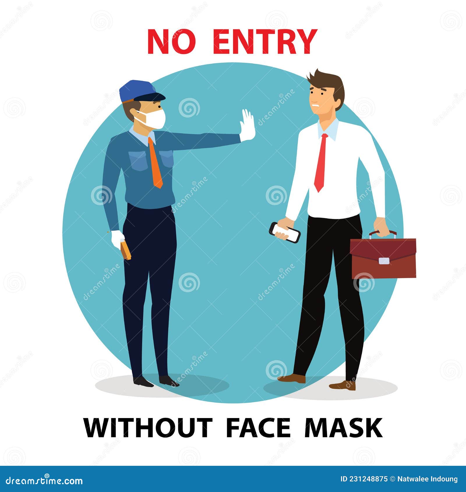A Man without Mask Concept. Please Wear Face Mask, No Entry without ...