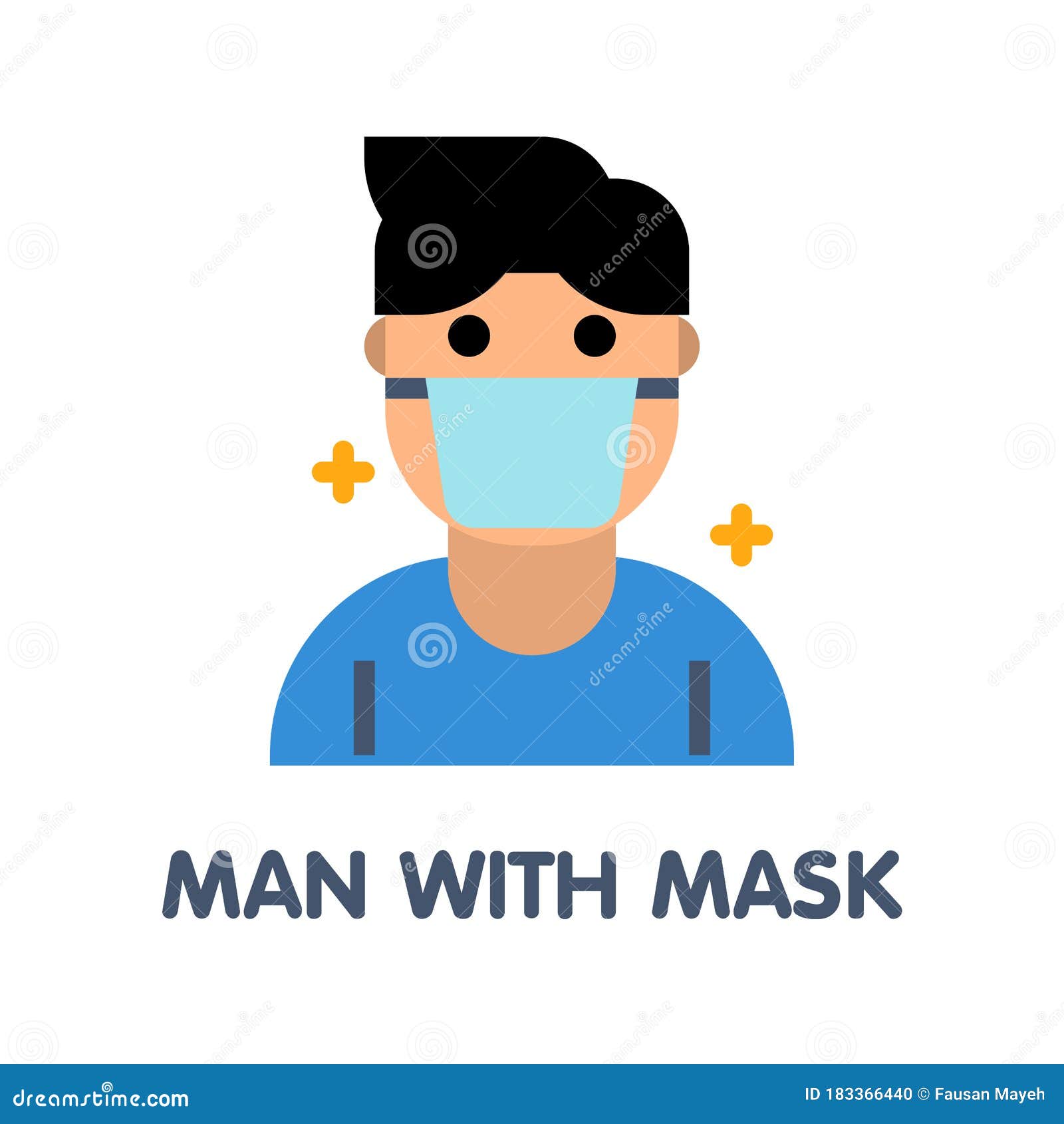 Man with Mask Flat Icon Style Design Illustration on White Background ...