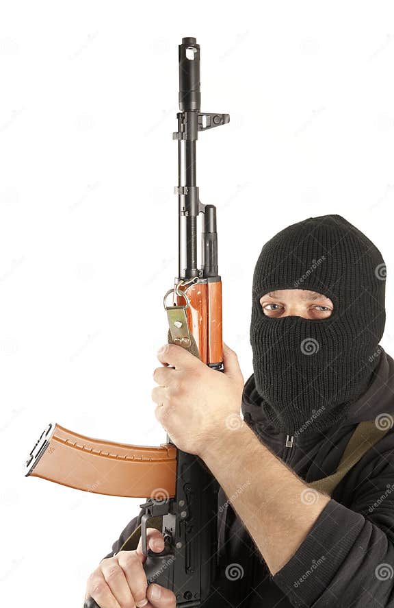 Man in mask with gun stock image. Image of bandit, offender - 24612783