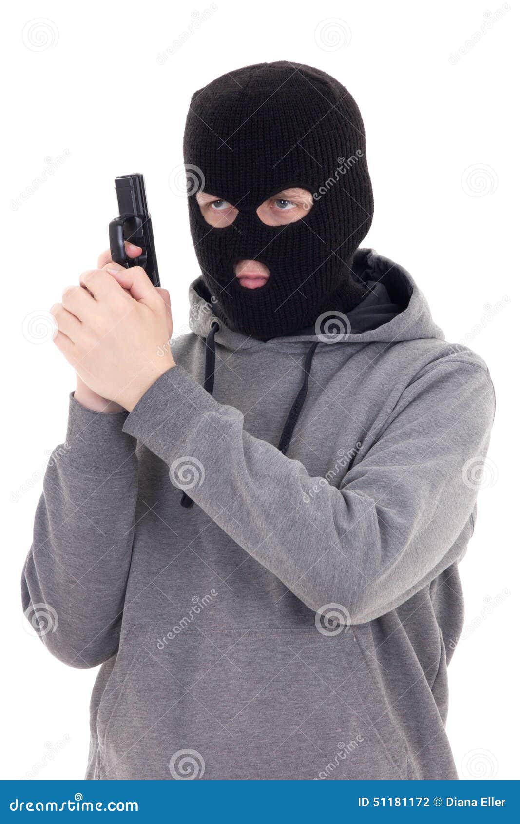 Man in Mask with Gun Isolated on White Stock Photo - Image of police ...