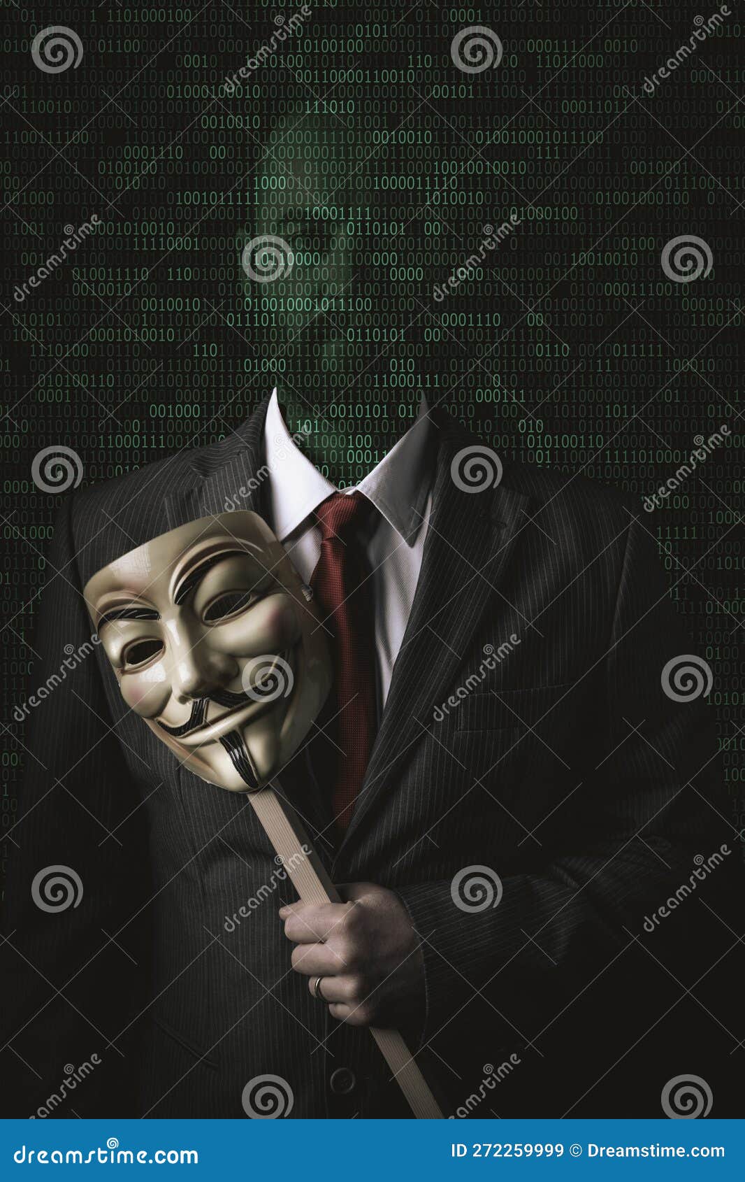 Man with Mask in Hand and Binary Code Background Stock Image - Image of ...