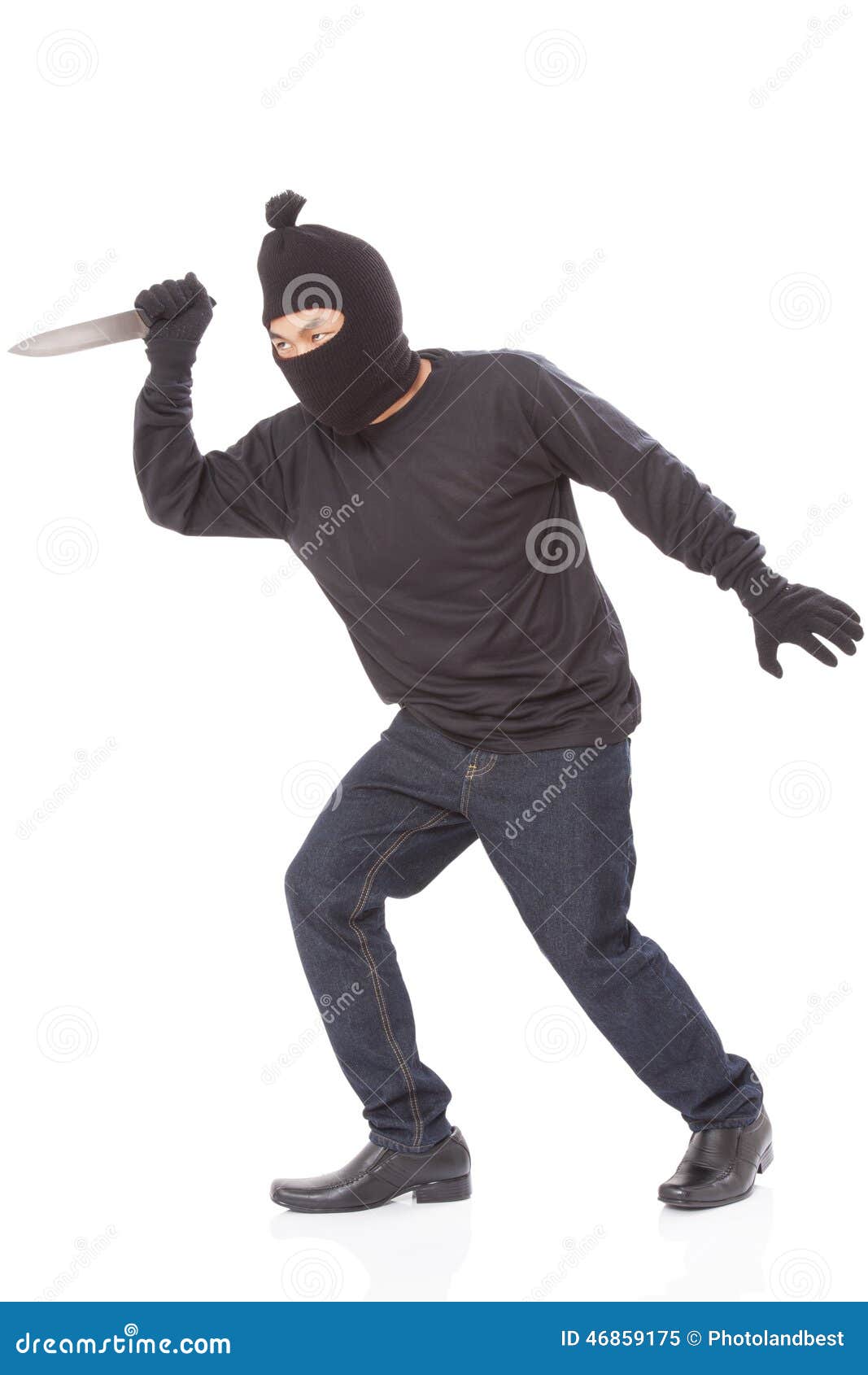 Man in a mask with a knife stock image. Image of hand - 46859175