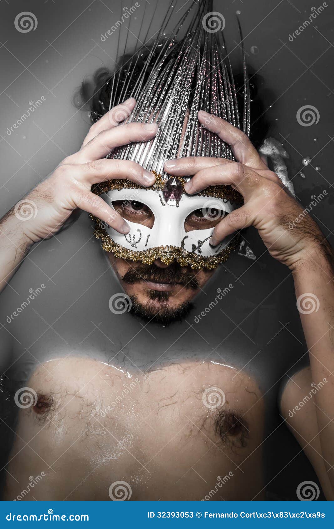 Man with Mask, Melancholy and Suicide, Sadness and Depression Co Stock ...