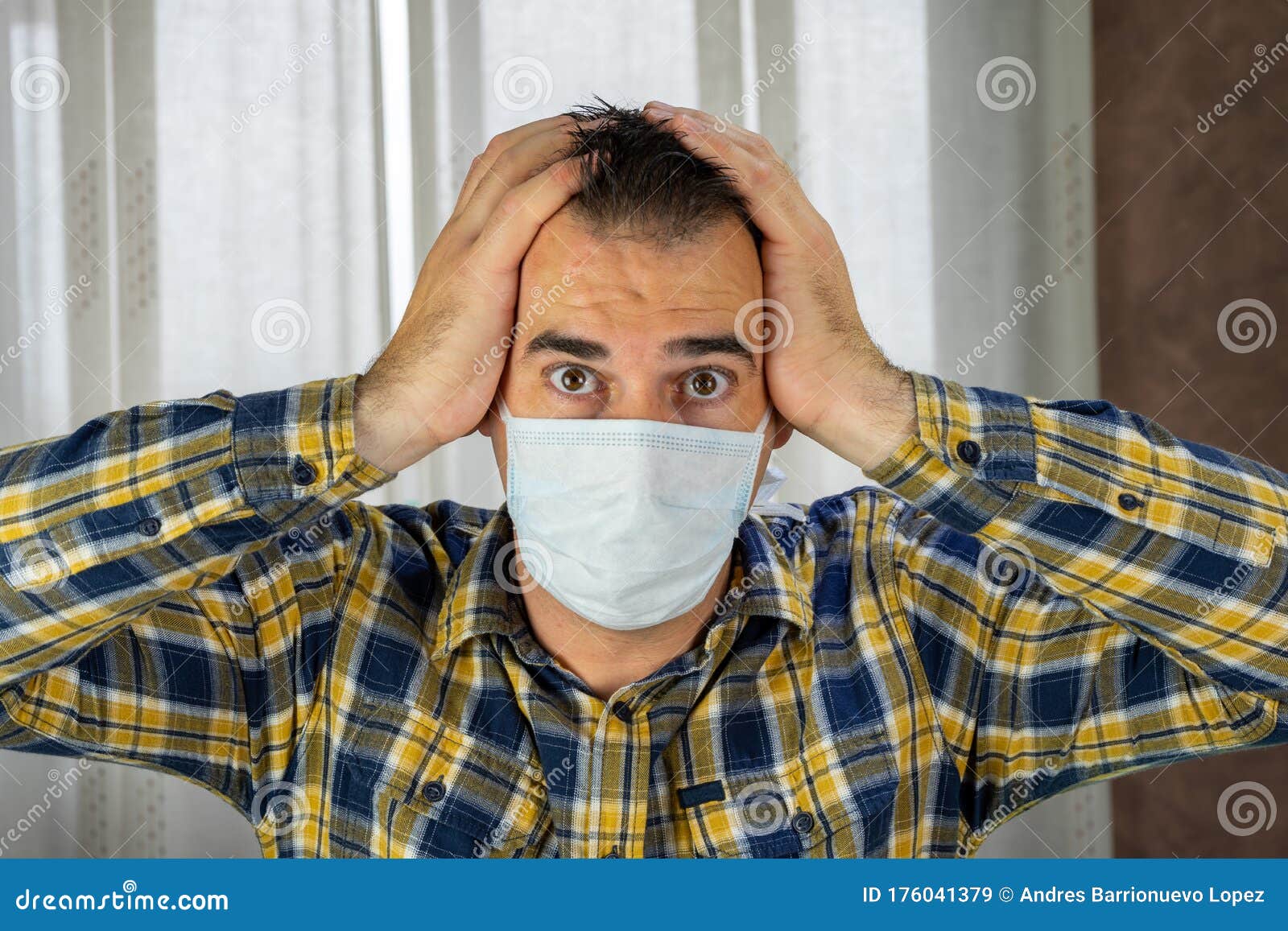 Man with a Mask Scared because of the Covid-19 Stock Image - Image of ...