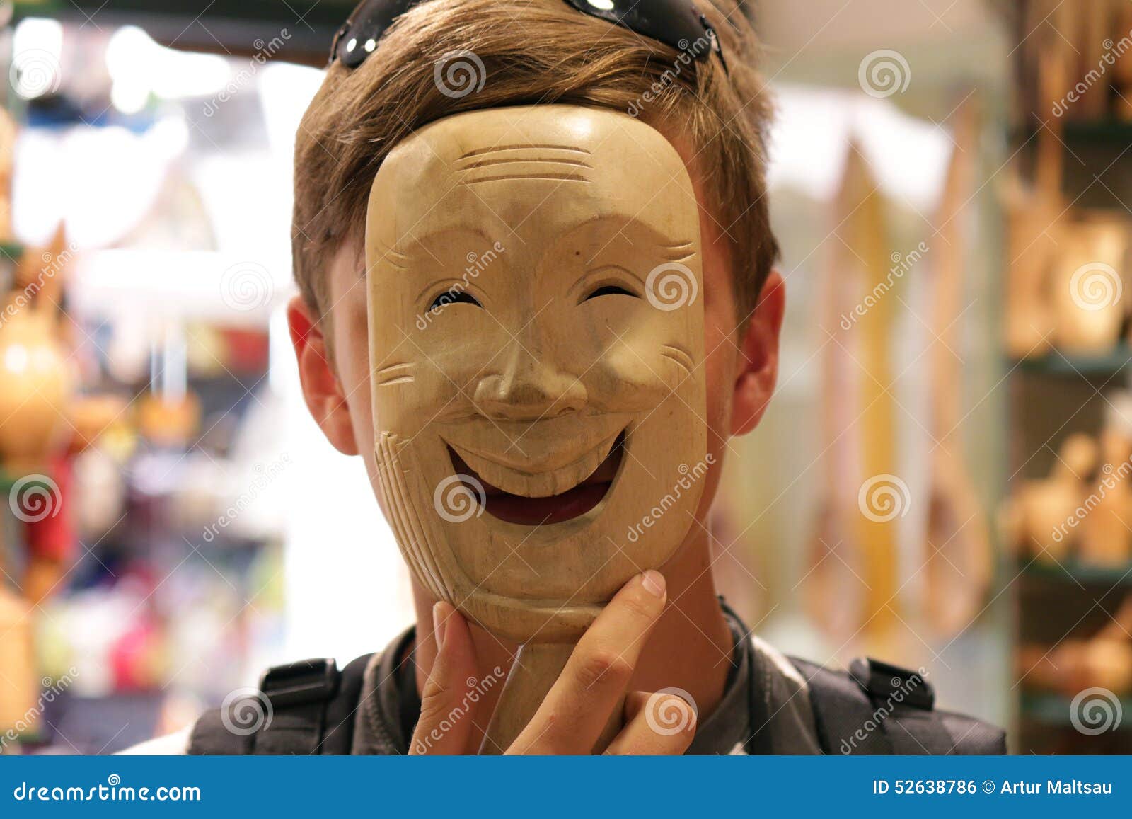 A Man in a Mask with a Smile Stock Photo - Image of portrait, happy ...
