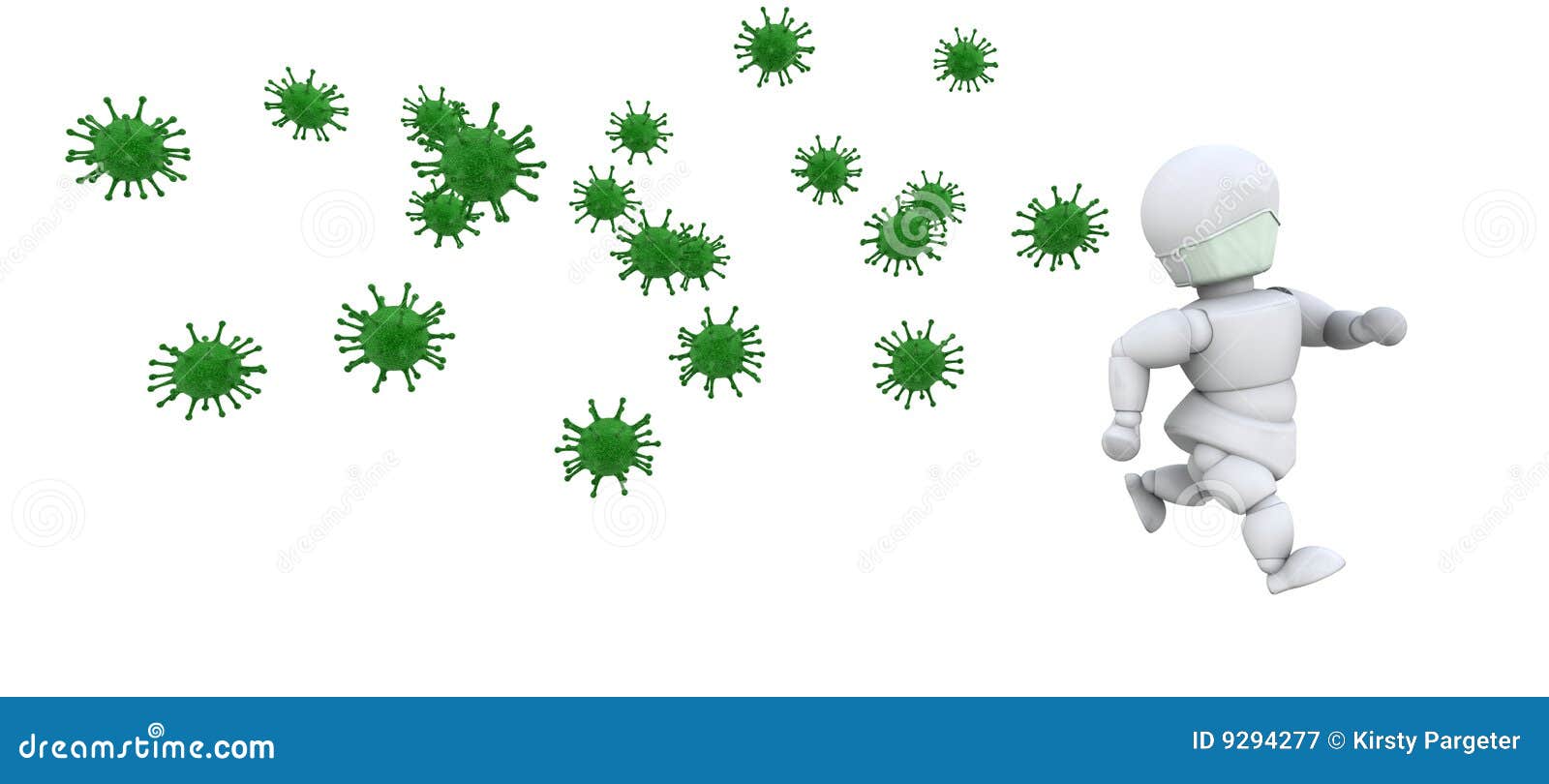 Man in Mask Surrounded by Bacteria Stock Illustration - Illustration of ...