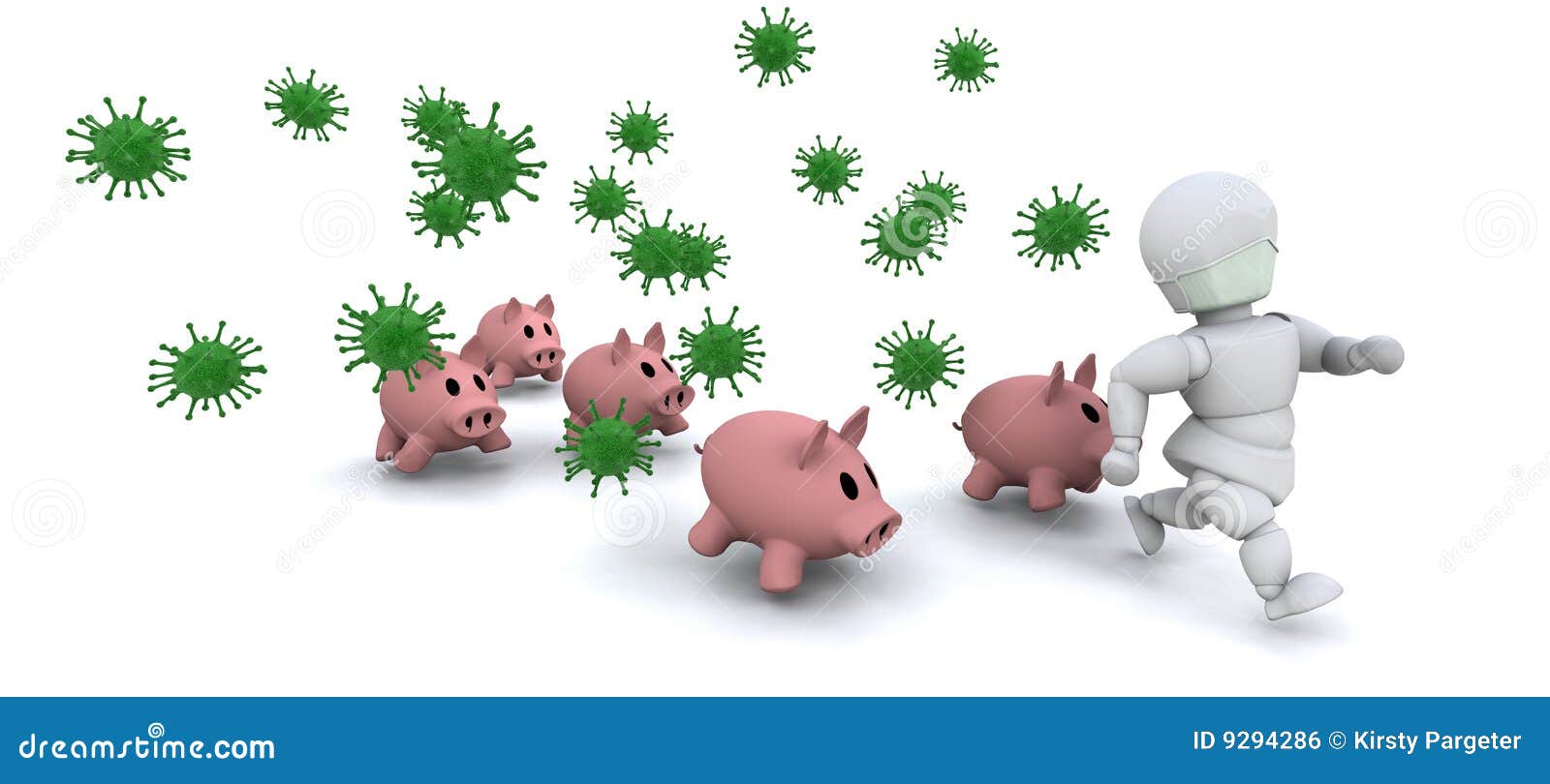 Man in Mask Surrounded by Bacteria Stock Illustration - Illustration of ...