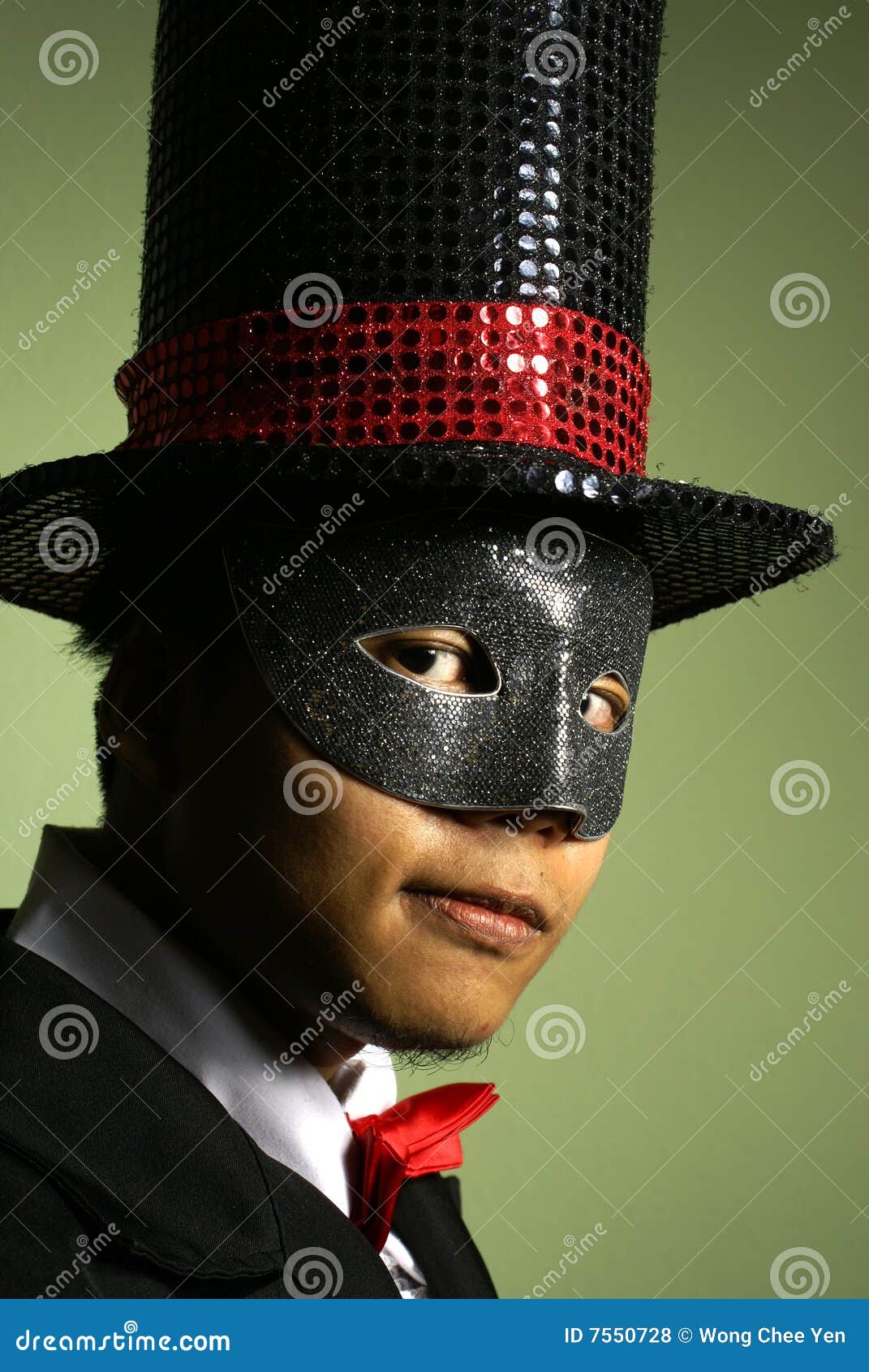 Man in mask and top hat stock photo. Image of malay, asian - 7550728