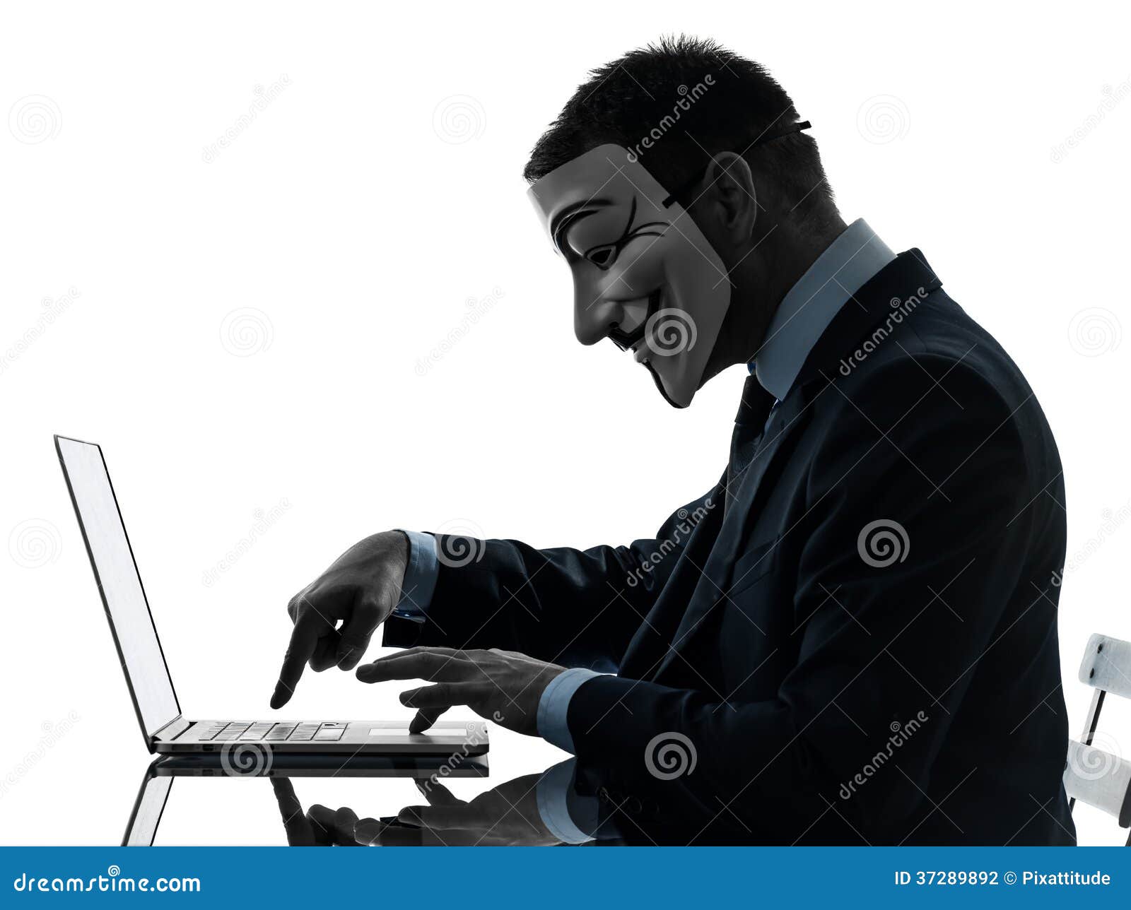 Man Masked Anonymous Group Member Computing Computer Silhouette ...