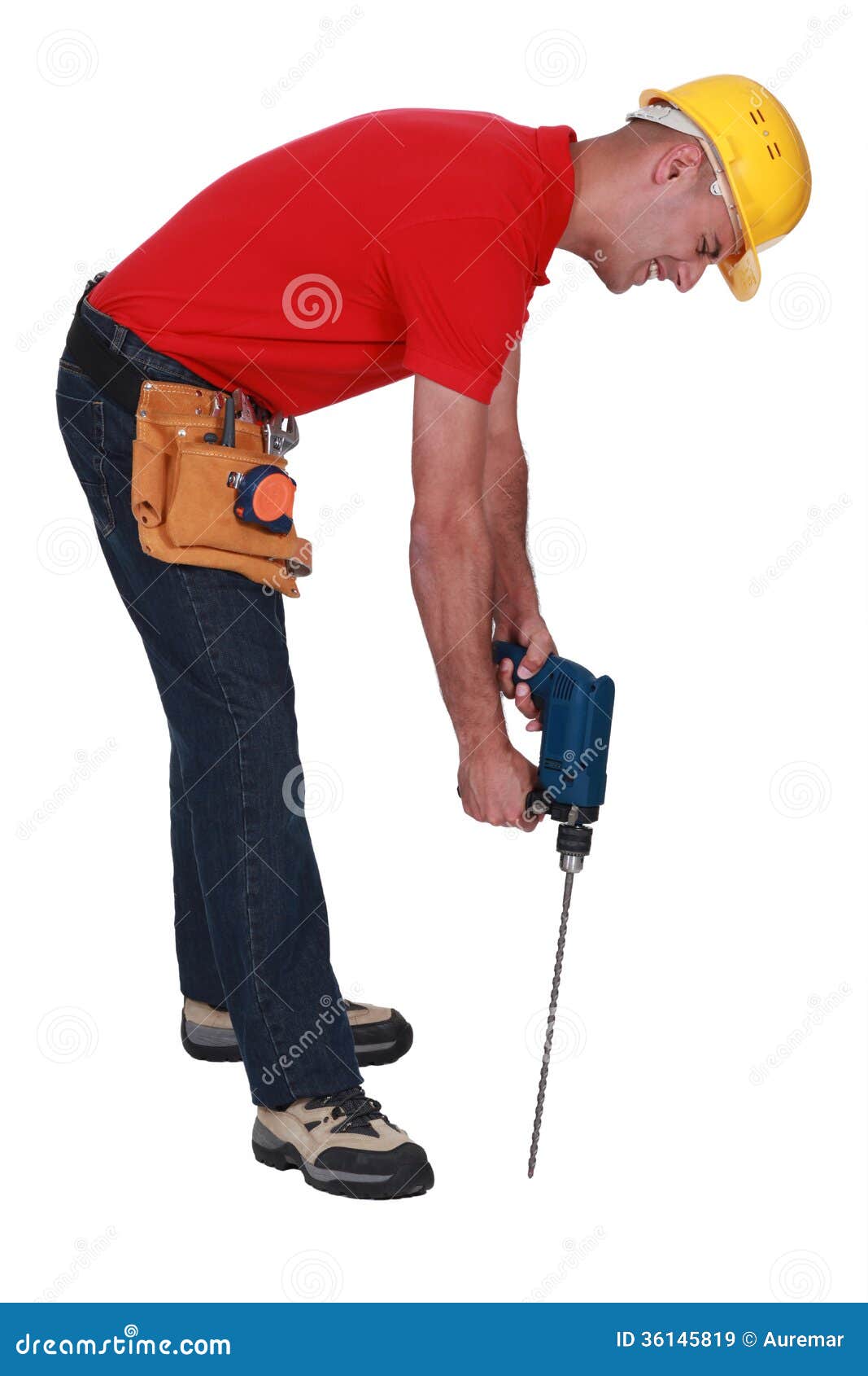 Man with a masonry drill stock image. Image of effort - 36145819