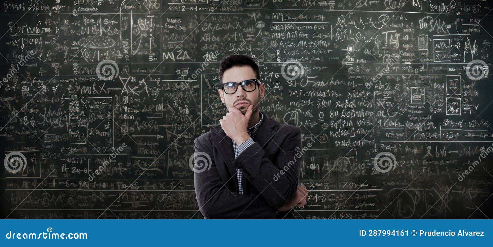 Man with Math Problems on the Blackboard Stock Image - Image of ...