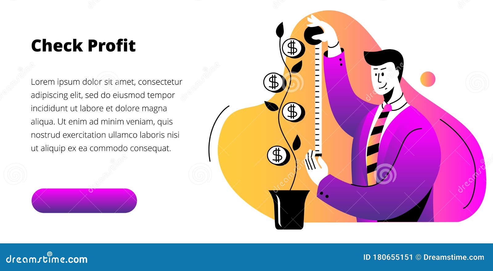A Man Measures the Height of the Money Tree with a Ruler. Stock Vector ...