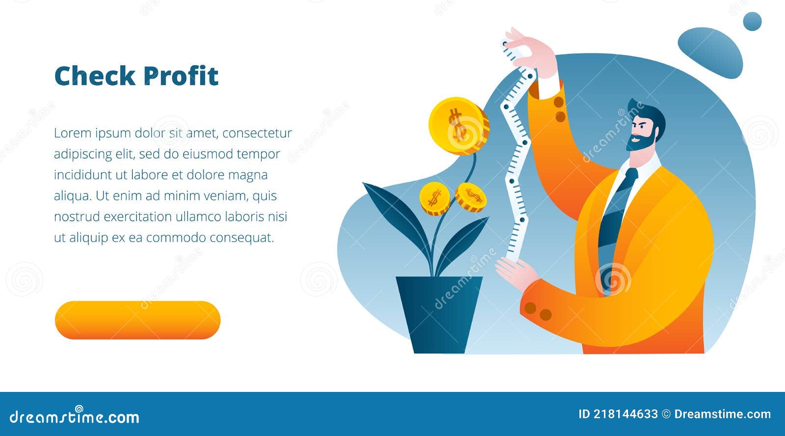 A Man Measures the Height of the Money Tree with a Ruler. Stock Vector ...