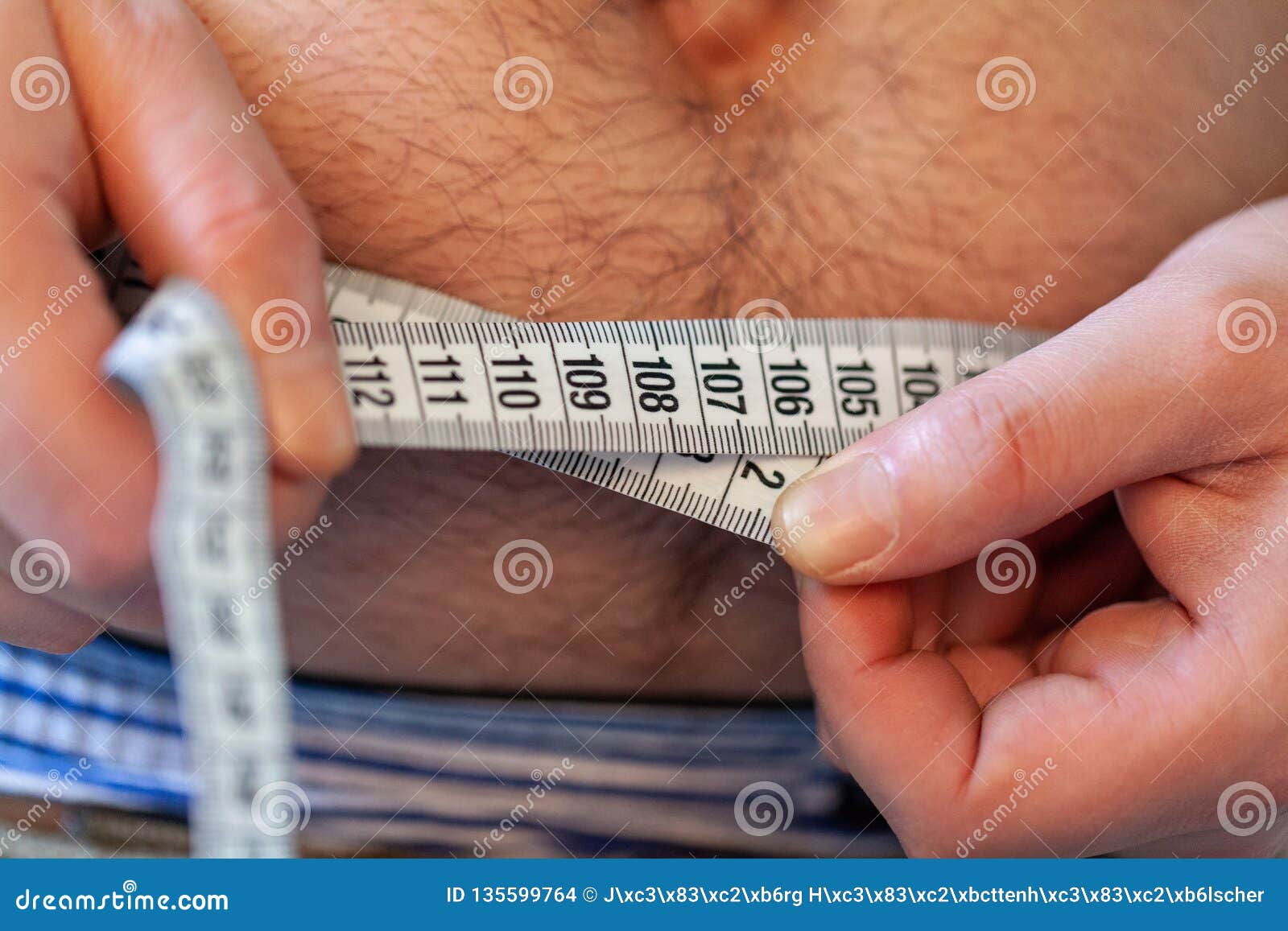 Man Measures Her Abdomen with a Measuring Tape Stock Photo - Image of ...